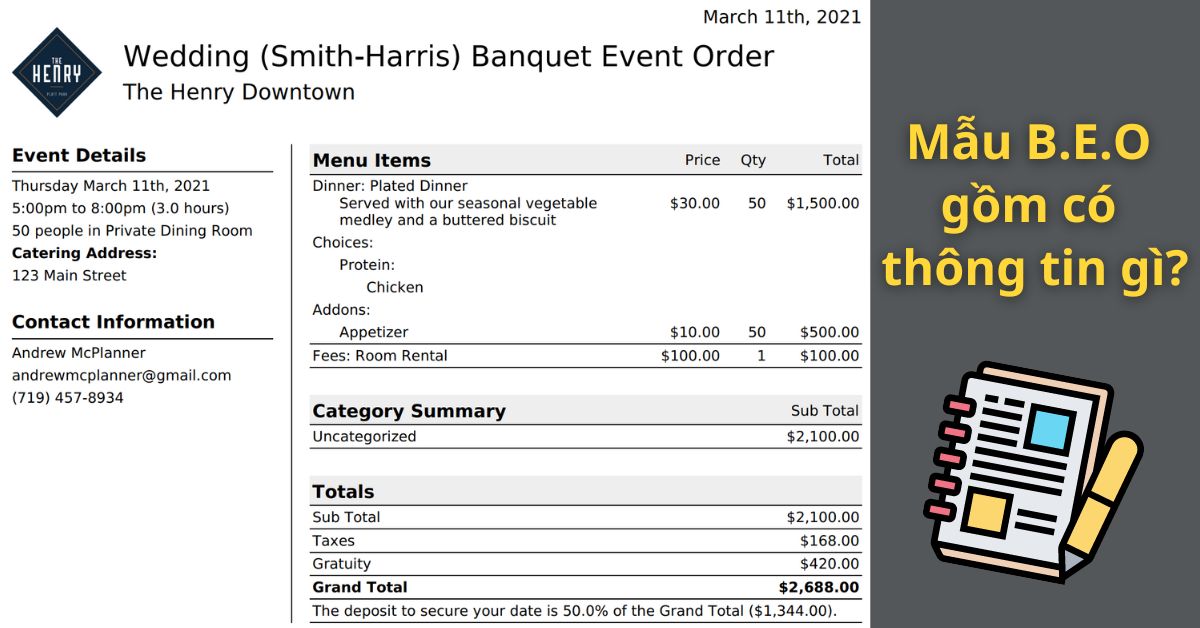 B.E.O Là Gì? Mẫu B.E.O Tổ Chức Sự Kiện Khách Sạn Gồm Những Gì?